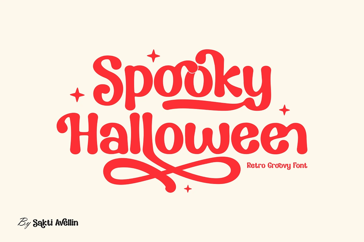 Spooky Halloween - Retro Groovy Font - Sakti Avellin