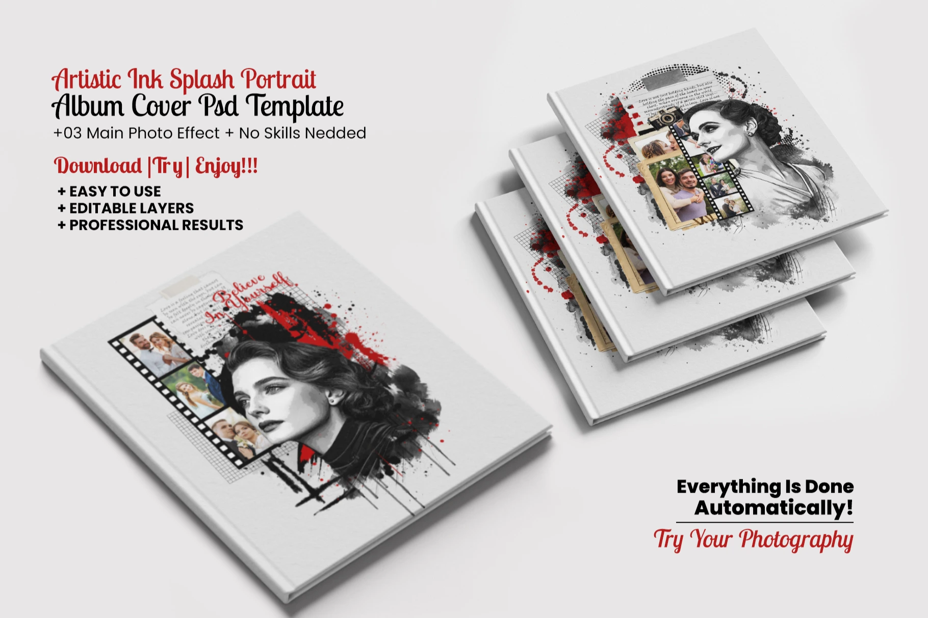 Ink Splash Portrait Album Template - mrikhokon